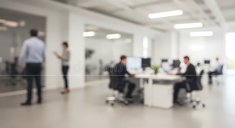 Office Scene with People Working Stock Illustration - Illustration of ...