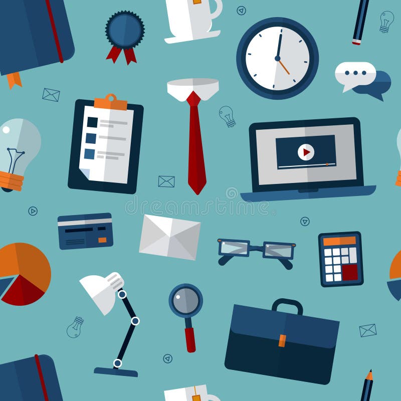 Office Seamless Pattern with Office Elements Stock Vector ...