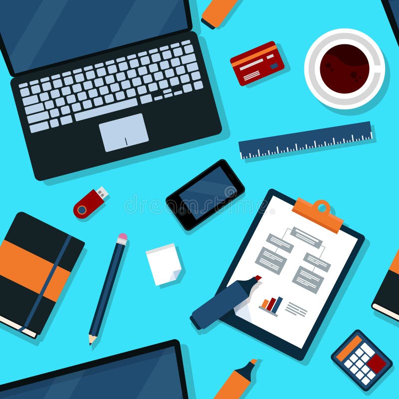 Office Seamless Pattern with Office Elements Stock Vector ...