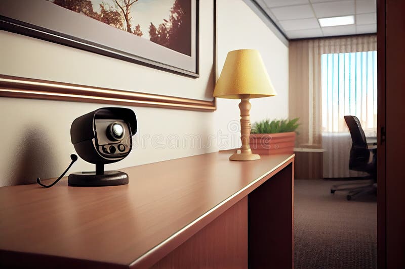 Office Security Camera, Capturing Intruder Sneaking Past Reception Desk ...