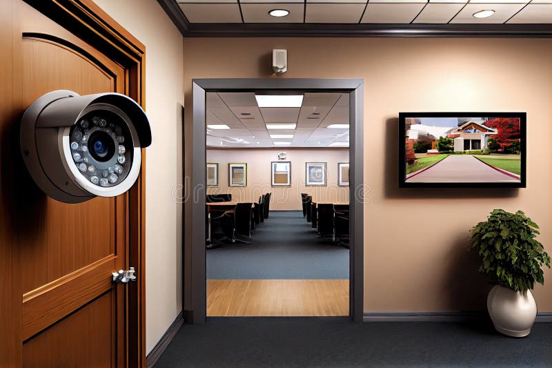 Office Security Camera, Showing View of Reception Area and Front Door ...