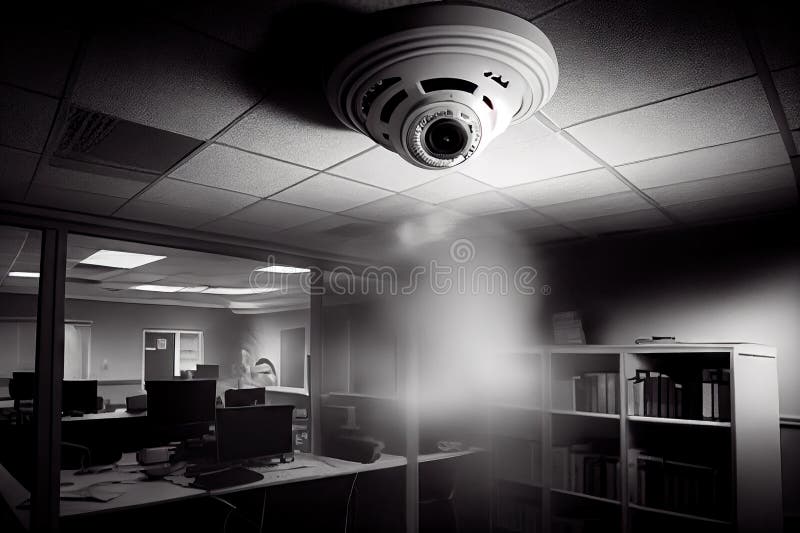 Office Security Camera View of Smoke Detector Going Off in the Middle ...