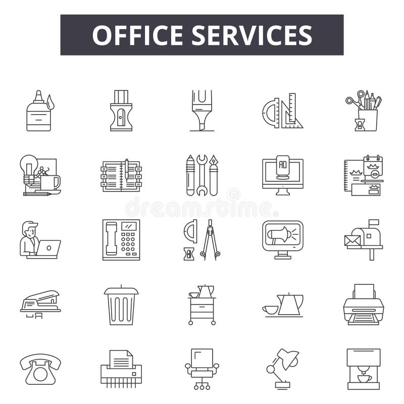 Office Services Line Icons, Signs, Vector Set, Outline Illustration ...