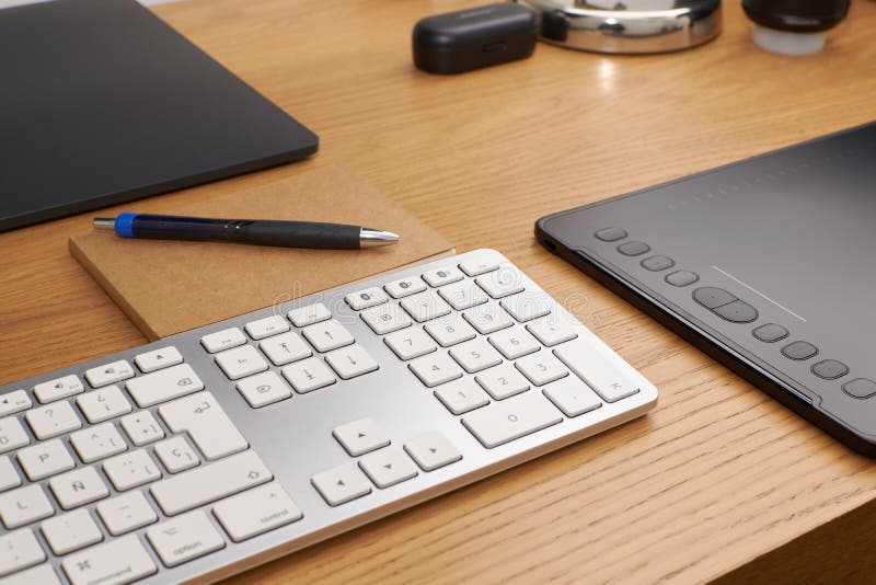 Office Set with Graphic Tablet Editorial Photo - Image of work ...