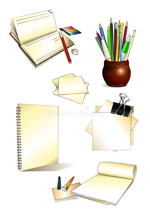 Office set Hand drawn stock vector. Illustration of sketch - 13391762