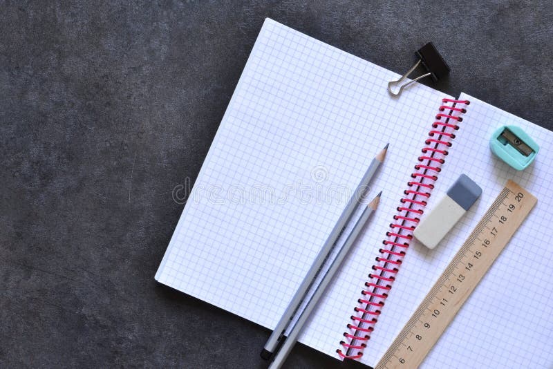 Office Set: White Sheets of Paper, Pencil Stock Image - Image of desk ...