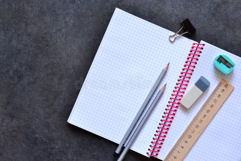 Office Set: White Sheets of Paper, Pen, Pencil Stock Photo - Image of ...