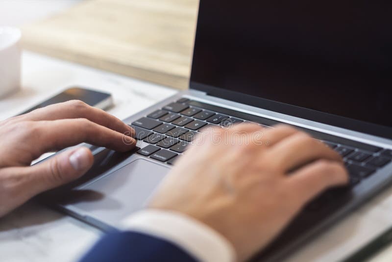 Man S Hands Typing on a Contemporary Laptop Stock Image - Image of mail ...