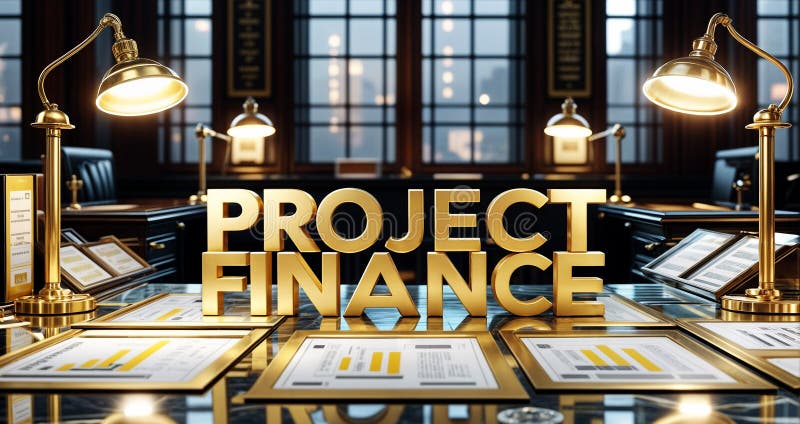 An Office Setting with the 3d Render Word Phrase Text "PROJECT FINANCE ...