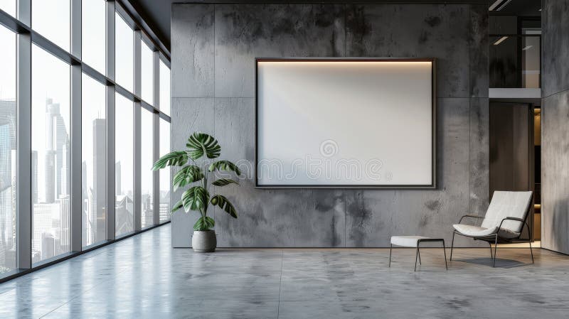 Office Setting with an Empty Whiteboard and a Chair, with a Large Area ...