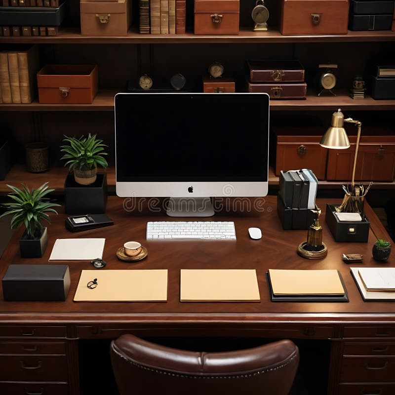 Office Setup with Desk Trays in a Traditional Office Setting Stock ...
