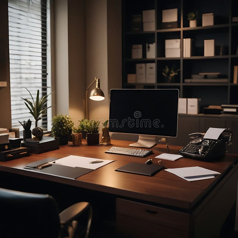 Office Setup with Envelopes in a Open Office Plan Setting Stock Image ...