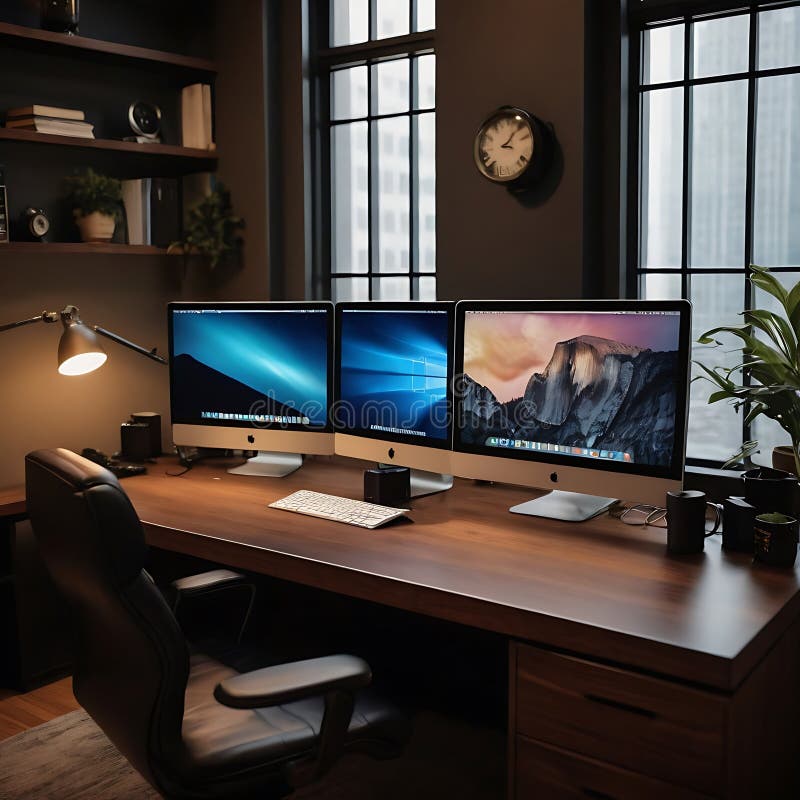 Office Setup with Modems in a Contemporary Office Setting Stock Photo ...