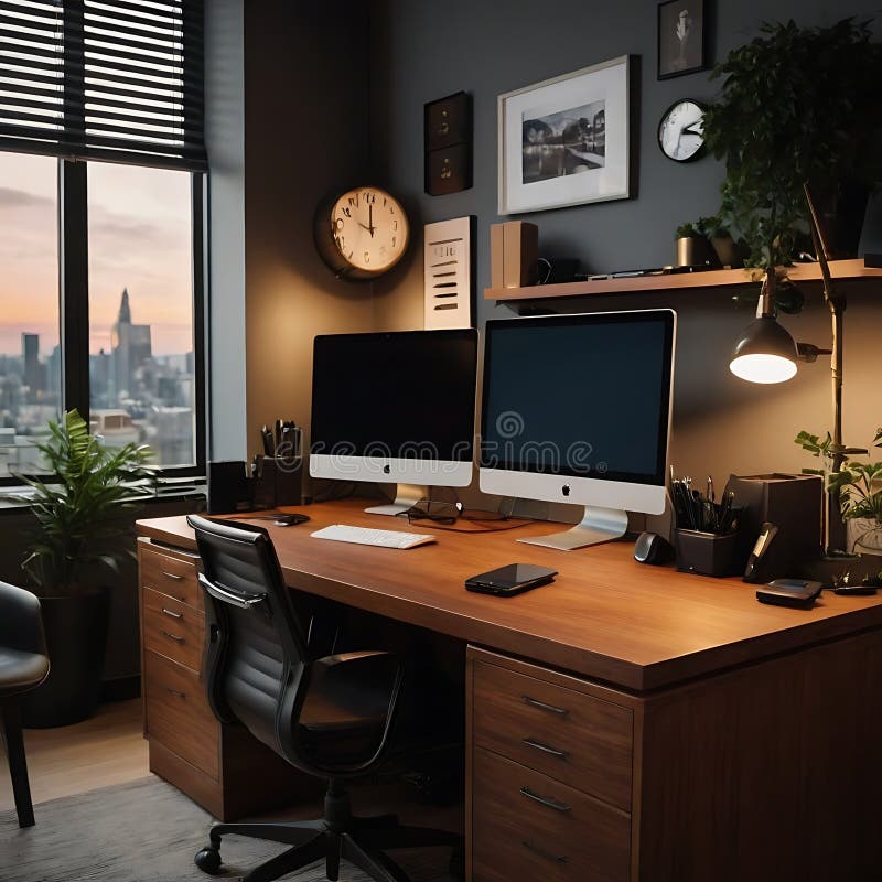 Office Setup with Modems in a Contemporary Office Setting Stock Photo ...