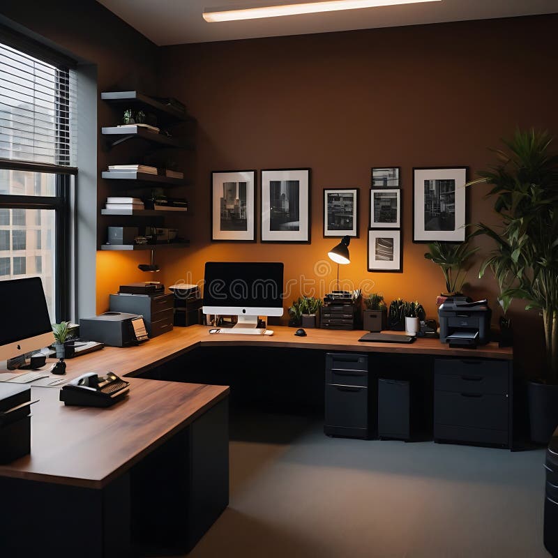 Office Setup with Printers in a Urban Office Setting Stock Photo ...