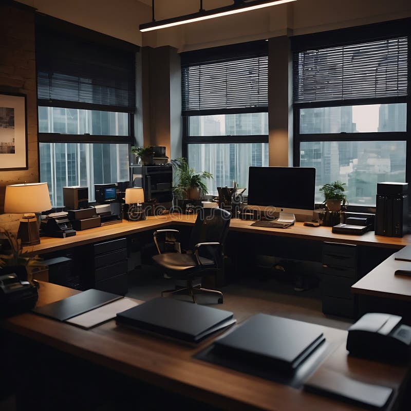 Office Setup with Printers in a Urban Office Setting Stock Photo ...