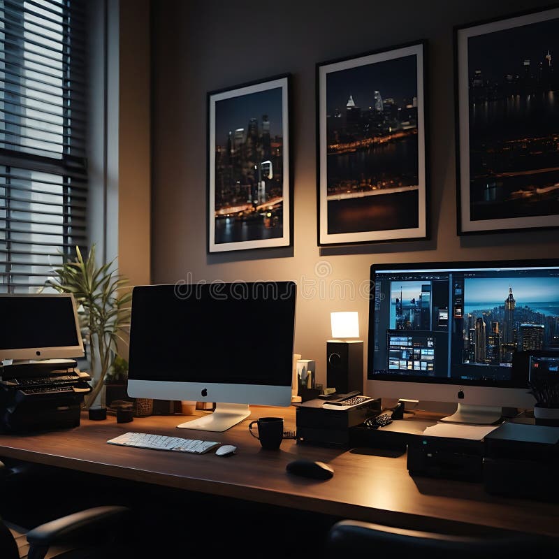 Office Setup with Printers in a Urban Office Setting Stock Photo ...