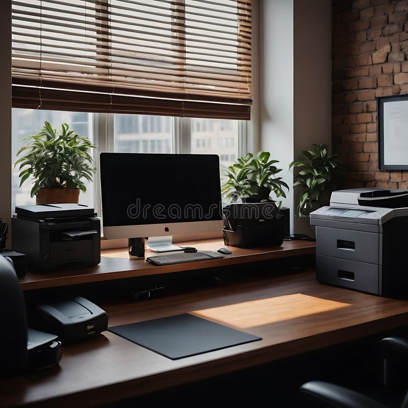 Office Setup with Printers in a Urban Office Setting Stock Image ...