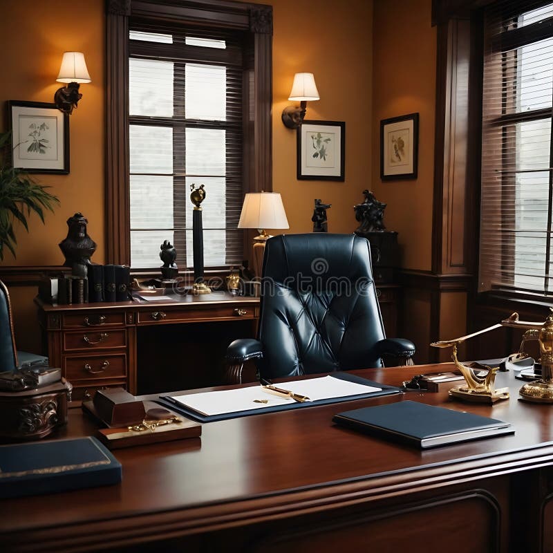 Office Setup with Scissors in a Executive Office Setting Stock Image ...