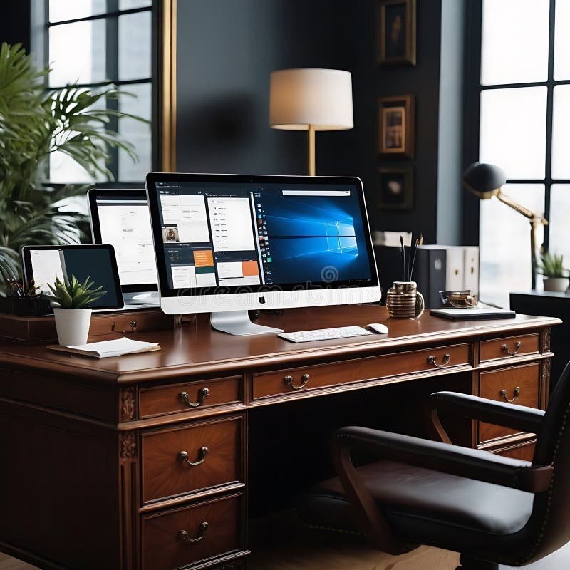 Office Setup with Tablets in a Bright Office Setting Stock Photo ...