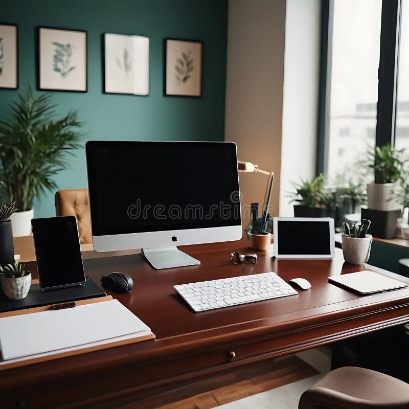 Office Setup with Tablets in a Bright Office Setting Stock Photo ...