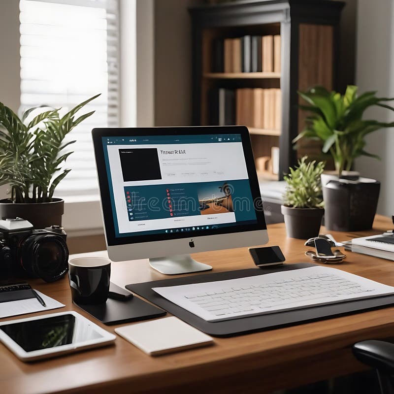 Office Setup with Tablets in a Bright Office Setting Stock Photo ...