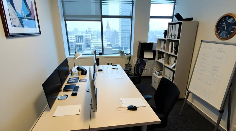 Office Setup with Whiteboards in a Remote Office Setup Setting Stock ...