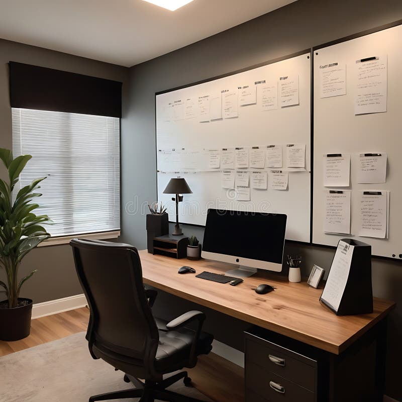 Office Setup with Whiteboards in a Remote Office Setup Setting Stock ...