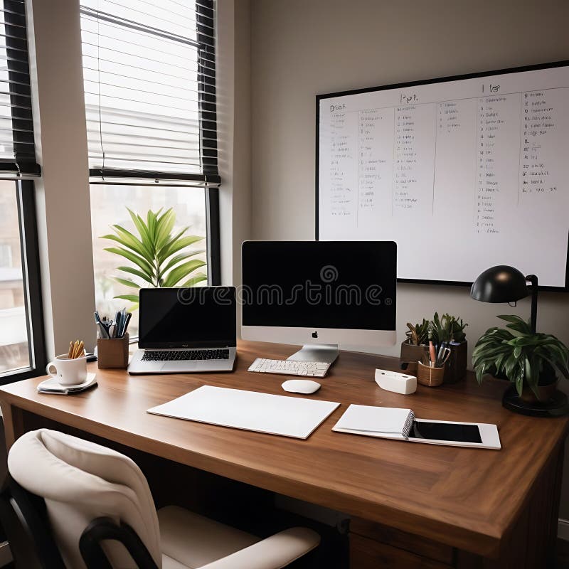 Office Setup with Whiteboards in a Remote Office Setup Setting Stock ...