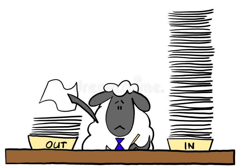 Office Sheep Doing Paperwork Stock Illustration - Illustration of ...