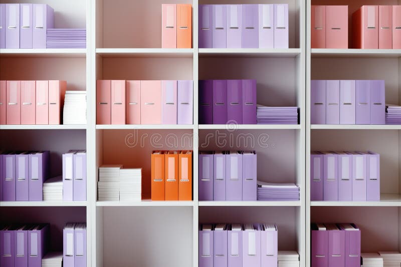 Office Shelves Filled with Document Folders, Organizing Workspace for ...