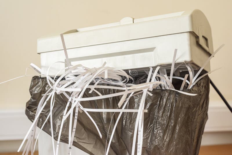 Office Shredder Filled with Sliced Paper Stock Image - Image of round ...