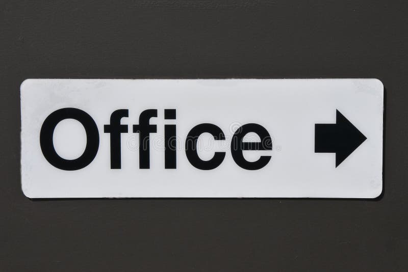 Office Sign with Directional Arrow Stock Photo - Image of sign, company ...