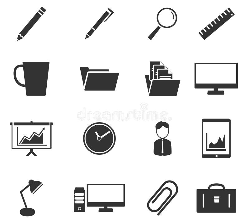 Office simply icons stock vector. Illustration of clock - 66070483