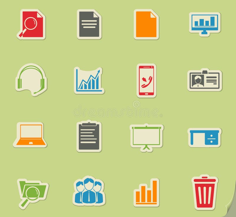 Office simply icons stock illustration. Illustration of office - 88837743