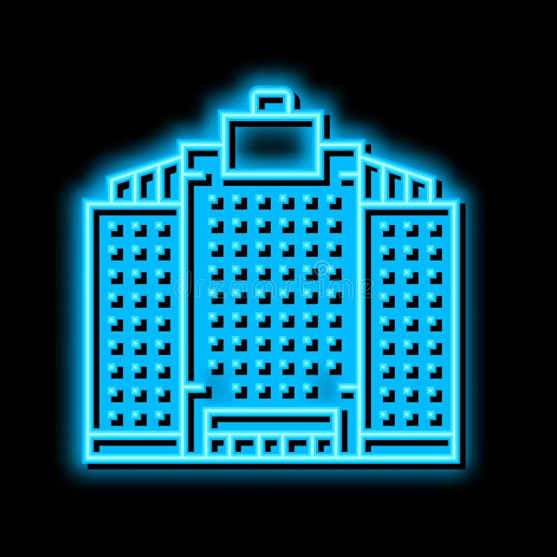 Office Skyscraper Building Neon Glow Icon Illustration Stock Vector ...