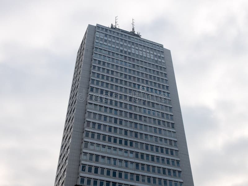 Office Skyscraper with Cloudy Overcast Sky Stock Photo - Image of ...