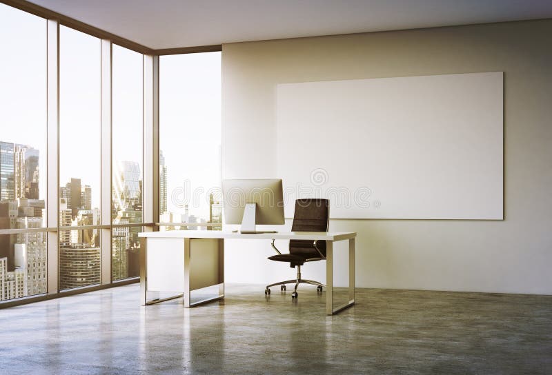 Office in a skyscraper stock illustration. Illustration of agenda ...