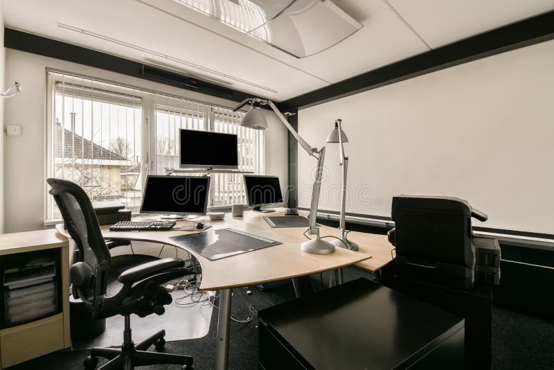 Office with sliding screen stock photo. Image of inside - 243056136