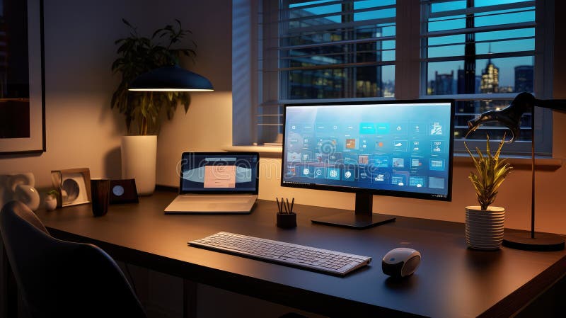 Office smart lighting stock illustration. Illustration of system ...