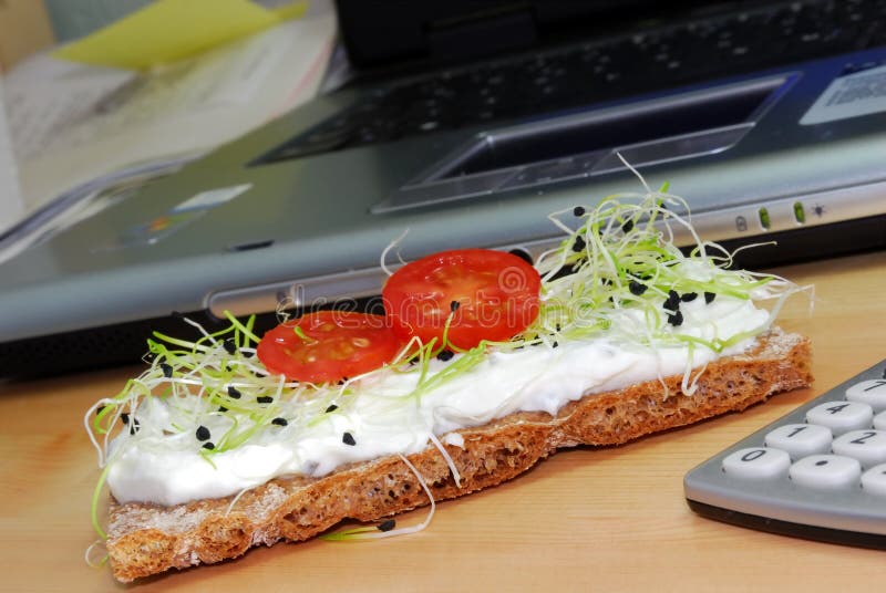Office Snack stock photo. Image of laptop, snack, desk - 1669720