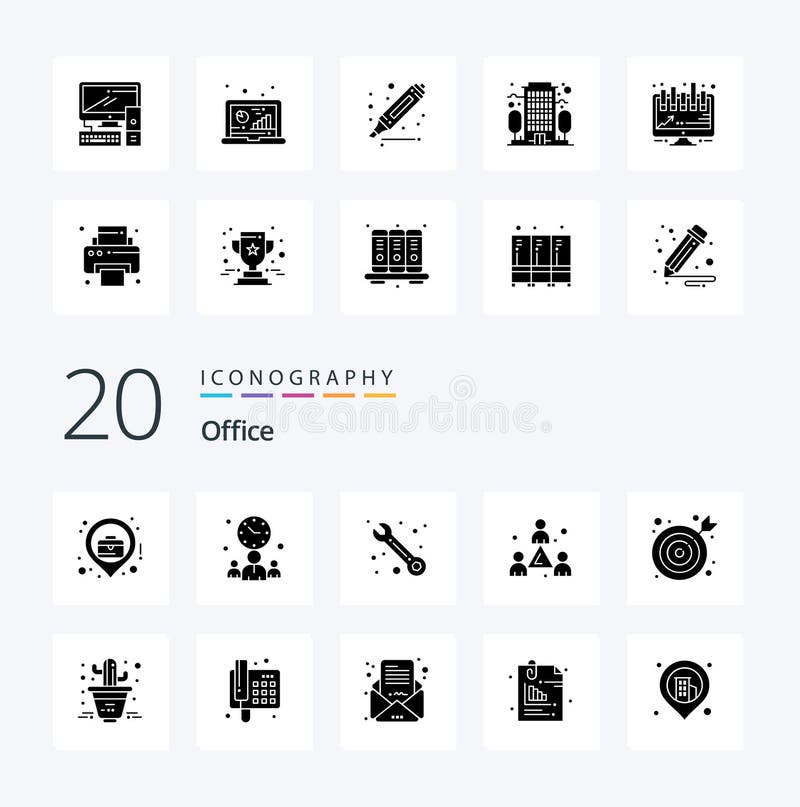 20 Office Solid Glyph Icon Pack Like Office Bulls Eye Customer Team ...