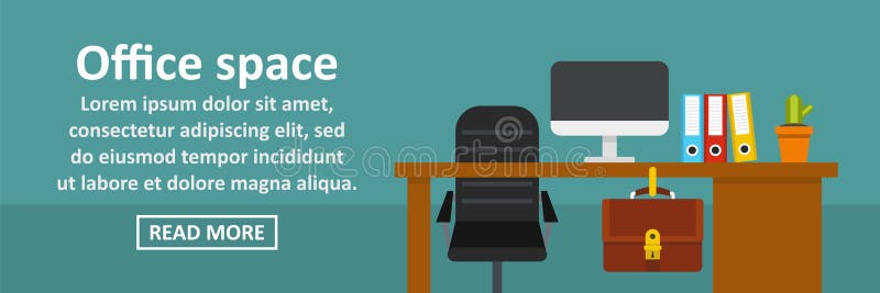 Office Space Banner Horizontal Concept Stock Vector - Illustration of ...