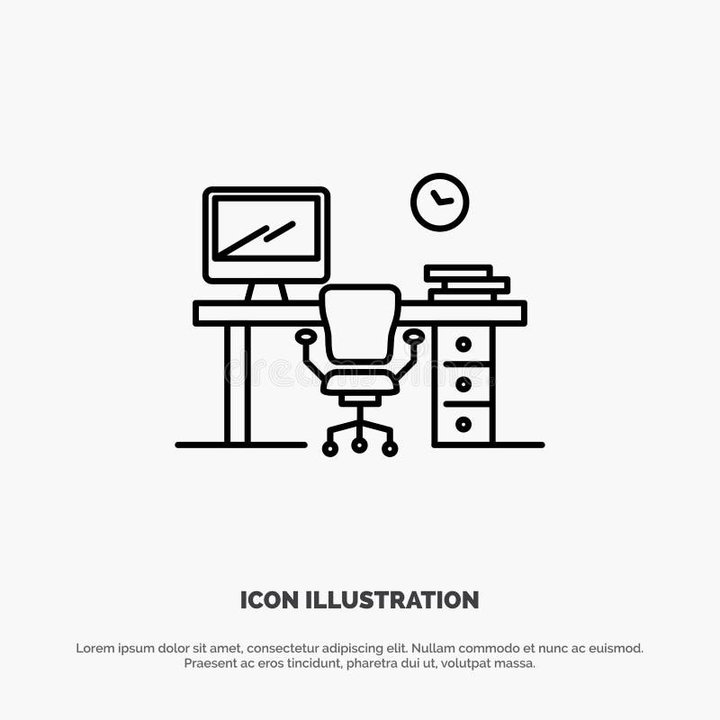 Office, Space, Chair, Office Table, Room Line Icon Vector Stock Vector ...