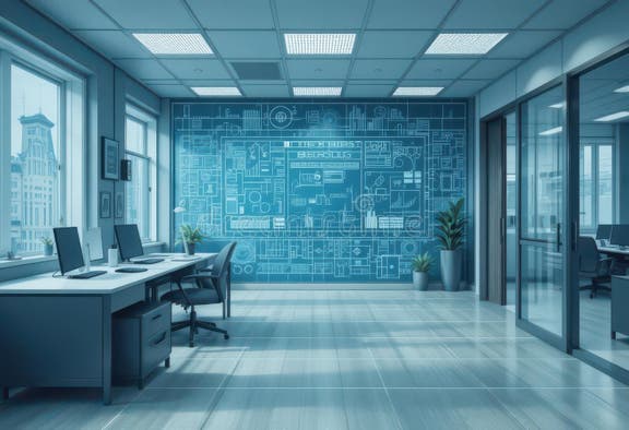 Technical Drawings Muted Cyan Tones Stock Illustration - Illustration ...