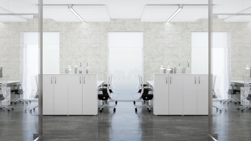 Office Space. Design of Office. 3D Rendering. Stock Image - Image of ...