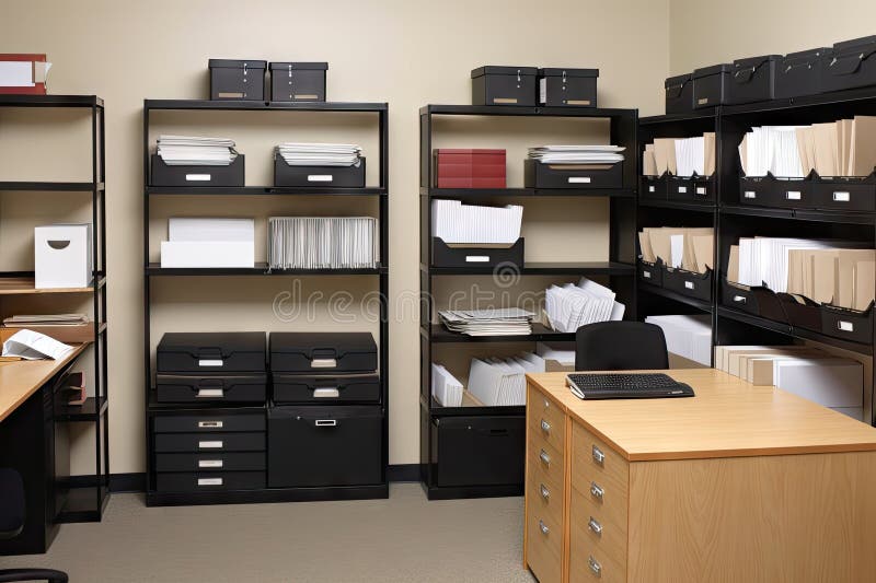 Office Space with Different Document Storage Options, Including File ...