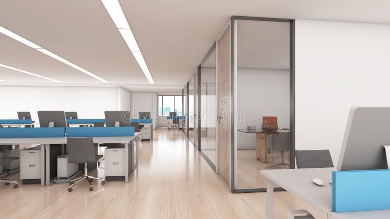 Office Space for Employees To Work and Corridor,Work Area Decorated in ...