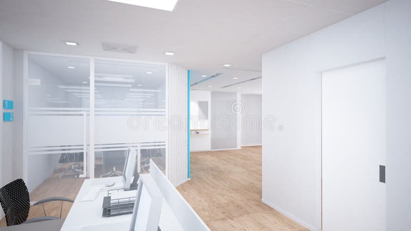 Office Space for Employees To Work and Corridor,Work Area Decorated in ...