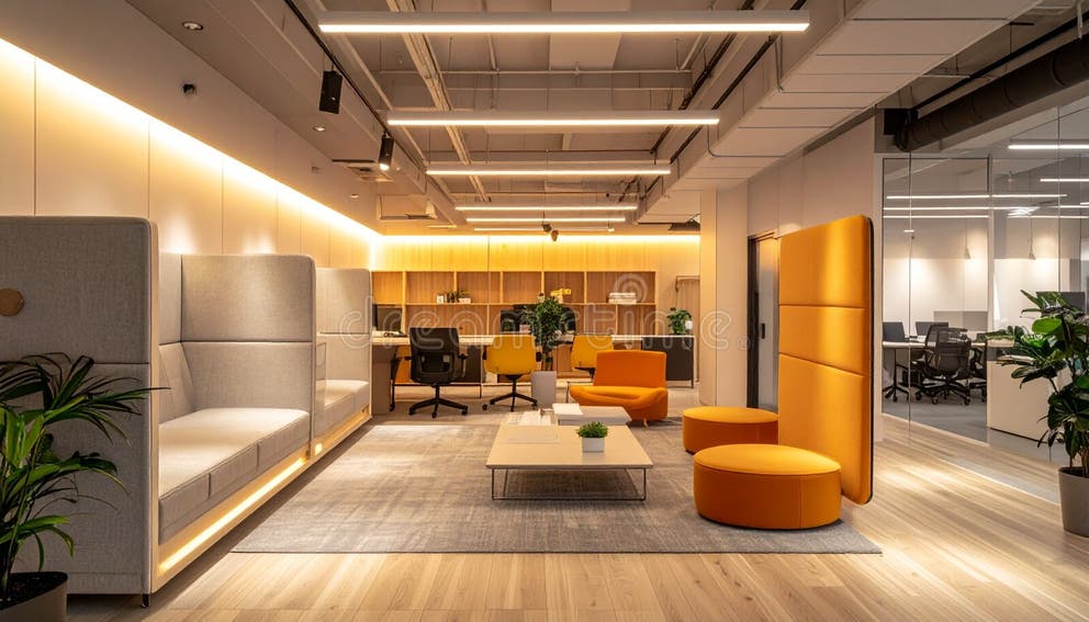An Office Space Designed with Pods for Focused Work Collaborative Open ...